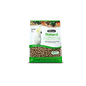 ZuPreem Natural Bird Food Pellets for Large Birds, 3 lb - Everyday Feeding Made in USA, Essential Vitamins, Minerals, Amino Acids for Amazons, Macaws, Cockatoos