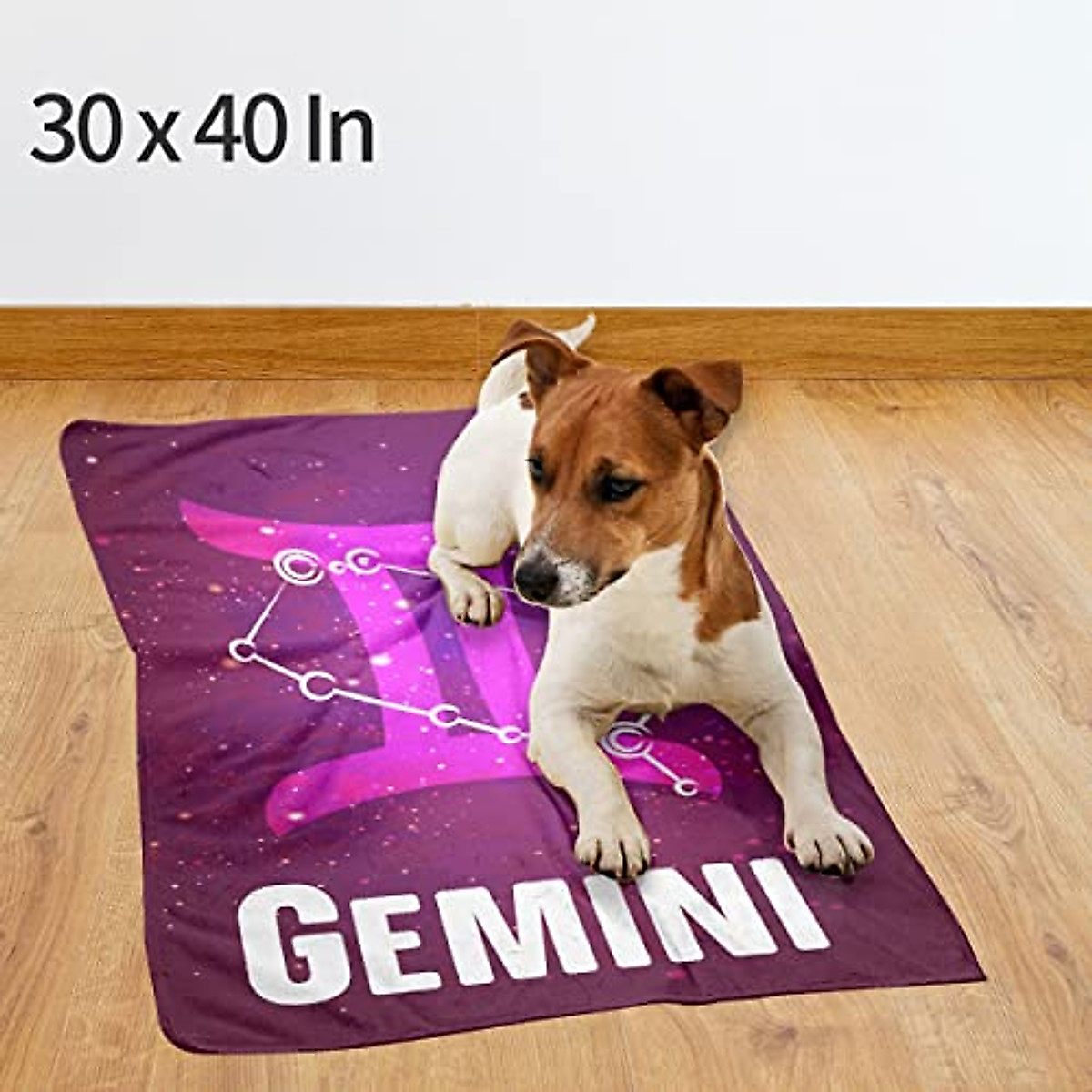 AUSMART Constellation Zodiac Gemini Throw Blanket Flannel Microfiber Luxury Warm Soft Cozy Blanket for Couch, Car, Bed Sofa Dorm Water Beds Gift X-Small 40x30In ( Toddler ) Pet