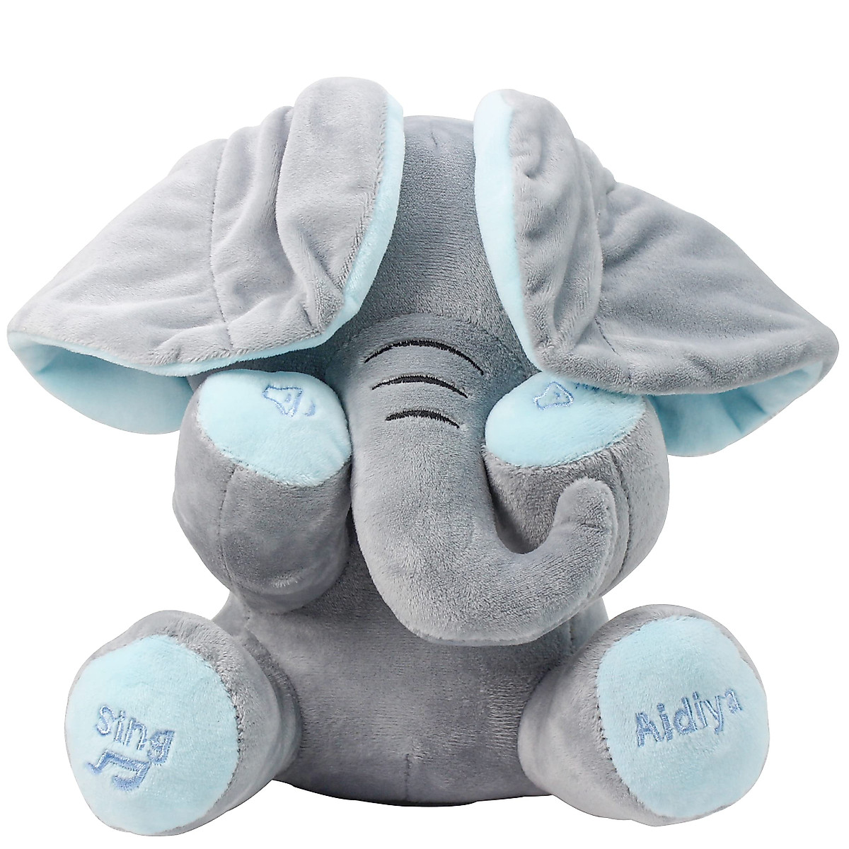 Aidiya Elephant Stuffed Animals Baby Gifts Peluches Ear Interactive Elephant Talking Singing Plush Toys for Girls Boys Gift Adjustable Volume 11.8" Set (Blue)