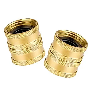 2 Pack 3/4 Inch Garden Hose Adapter and 4 Pcs Washers, Double Female with Dual Swivel for Connector The Male Hose