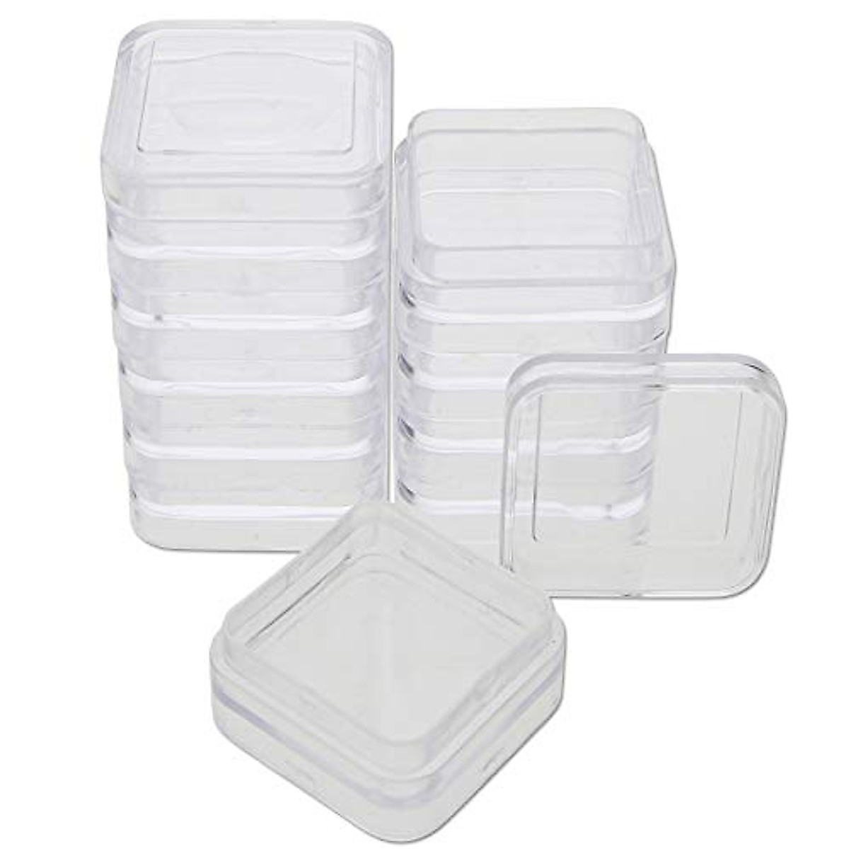 The Beadsmith Personality Case – 2 Clear Square Stacker Jar Set – Each Stack Measures 1.25 x 2.3 inches - Total 10 Jars and 2 lids, for Storage of Small Items, Crafts, Jewelry, Hardware