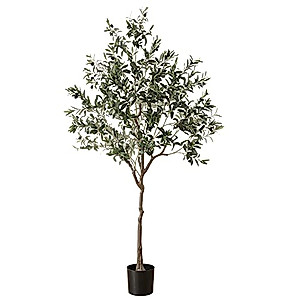Dallisten Artificial Olive Tree 6.3ft (75.6'') Fake Realistic Silk Leaves Tall Faux House Plants, Decorative for Modern Living Room Office Housewarming Indoor Decor & Outdoor Garden (6.3FT)