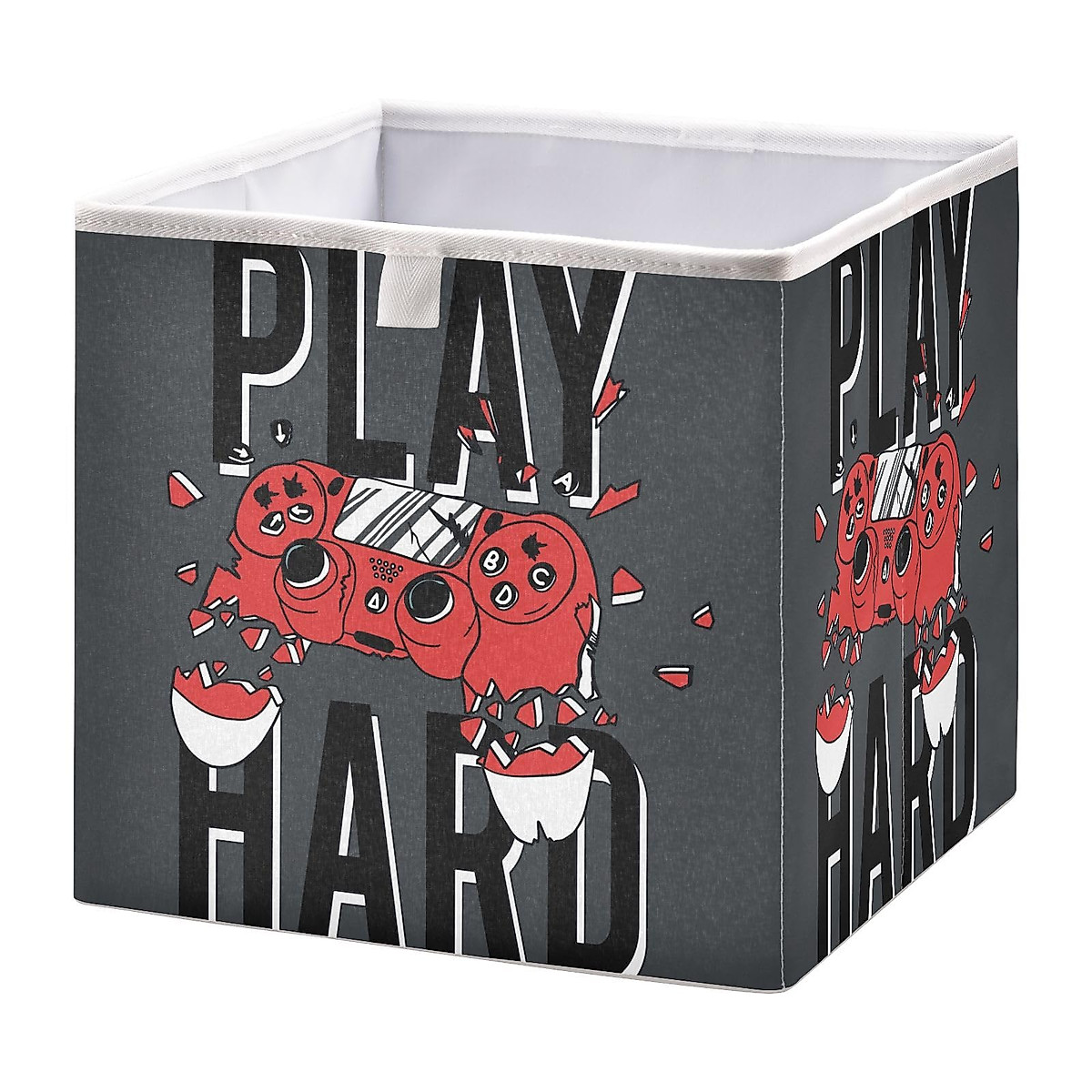 QUGRL Play Hard Game Storage Bins Organizer Broken Joystick Console Foldable Clothes Storage Basket Box for Shelves Closet Cabinet Office Dorm Bedroom 15.75 x 10.63 x 6.96 in