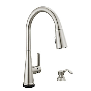 Delta 19826TZ-SPSD-DST Greydon Touch2O Single Handle Pull Down Sprayer Kitchen Faucet with ShieldSpray Technology in SpotShield Stainless Steel (Soap Dispenser and Deck Plate Included)