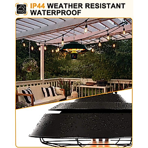 Star Patio Electric Patio Heater, Outdoor Heater with Remote Control & Touch Switch, 600W/900W/1500W Infrared Ceiling Heater with Hammer Tone Bronze Finish, IP44 Waterproof, Patio Heater, STP1566-C-N