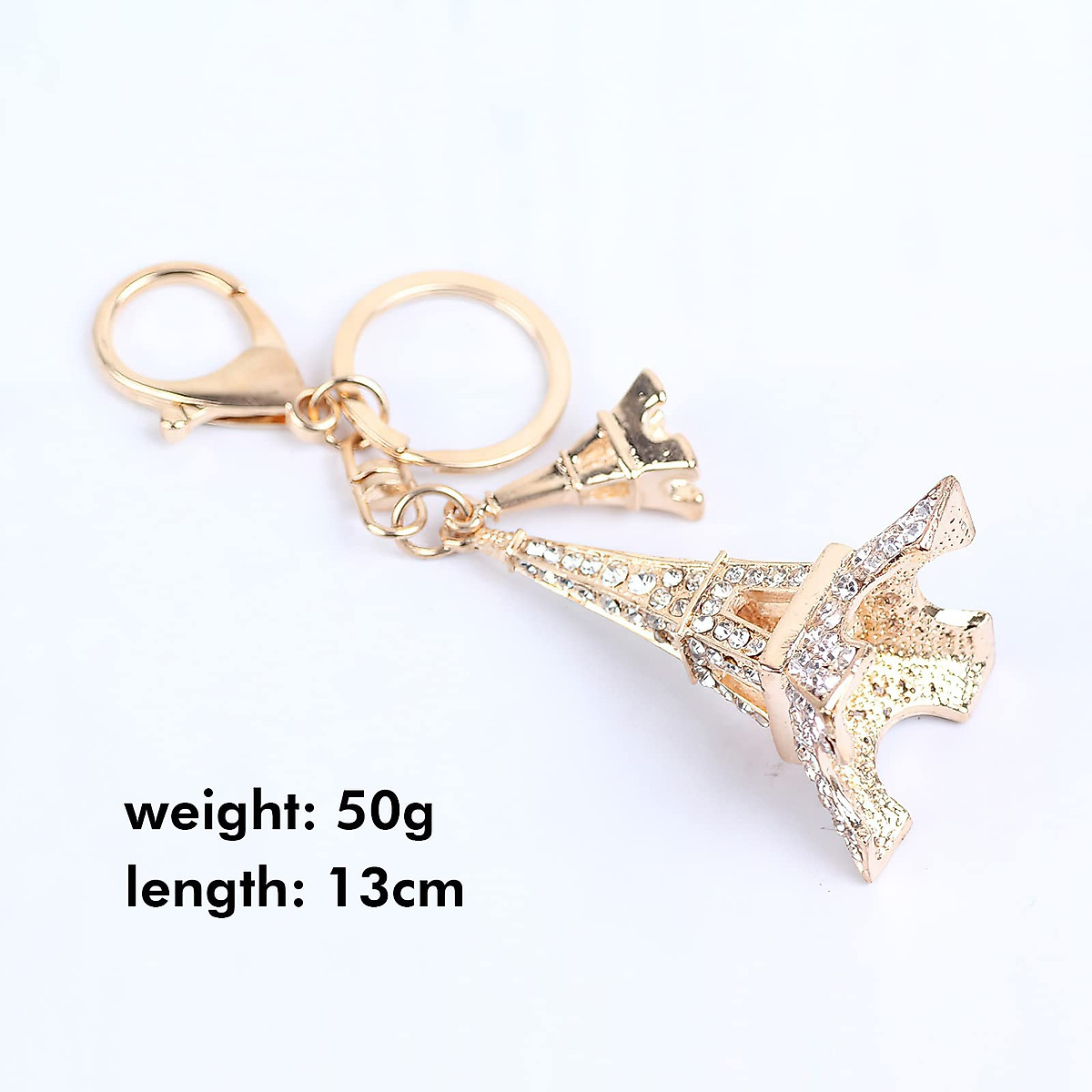 Eiffel Tower Keychain - Pack 1 Crystal Key Ring, Gold Decor for Car Supplies,Gift to Women Girls,Rhinestone Decorations for Bag Accessories (Eiffel Tower)