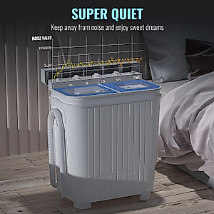 Superday 21.6 LBS Portable Washing Machine, 2 In 1 Mini Compact Twin Tub Washer and Spin Dryer with Built-in Gravity Drain Time Control, 9 Lbs Spinner Load Capacity for Home/Apartment/Dorms/RV(Blue)
