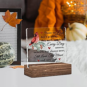 Sympathy Memorial Gifts, Clear Desk Memory Decorative Sign with Wood Stand, Home Office Positive Plaque Decor, Sympathy Gifts for Loss of Loved One In Memory