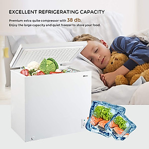 KEG 7.0 cu ft Top Chest Freezer with Adjustable Thermostat and Removable Storage Basket, Freezing Machine for Home and Kitchen