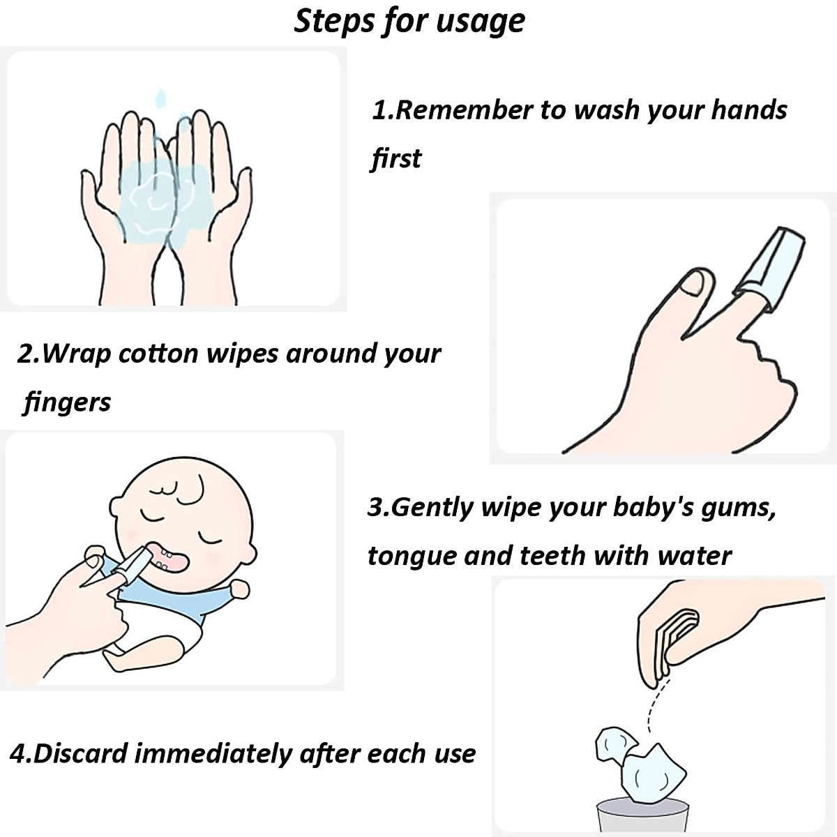 Engjajo 100Pcs Baby Disposable Gauze Toothbrush Teeth Soft Gauze Infant Finger Clean Oral Toothbrush 4 inches