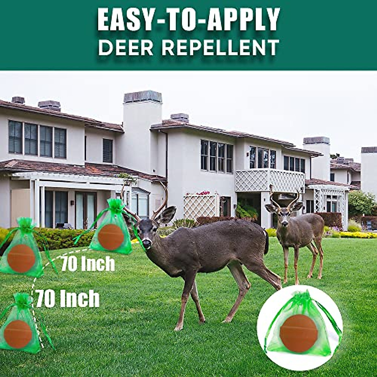 SEEKBIT 4 Pack Deer Repellent | Rabbit Repellent | Deer Rodent Chipmunk Deterrent for Tree, Plant | Deer Repellent Deer Off Away from Garden, Yard, Lawn, Garage | Waterproof Long Lasting Outdoor