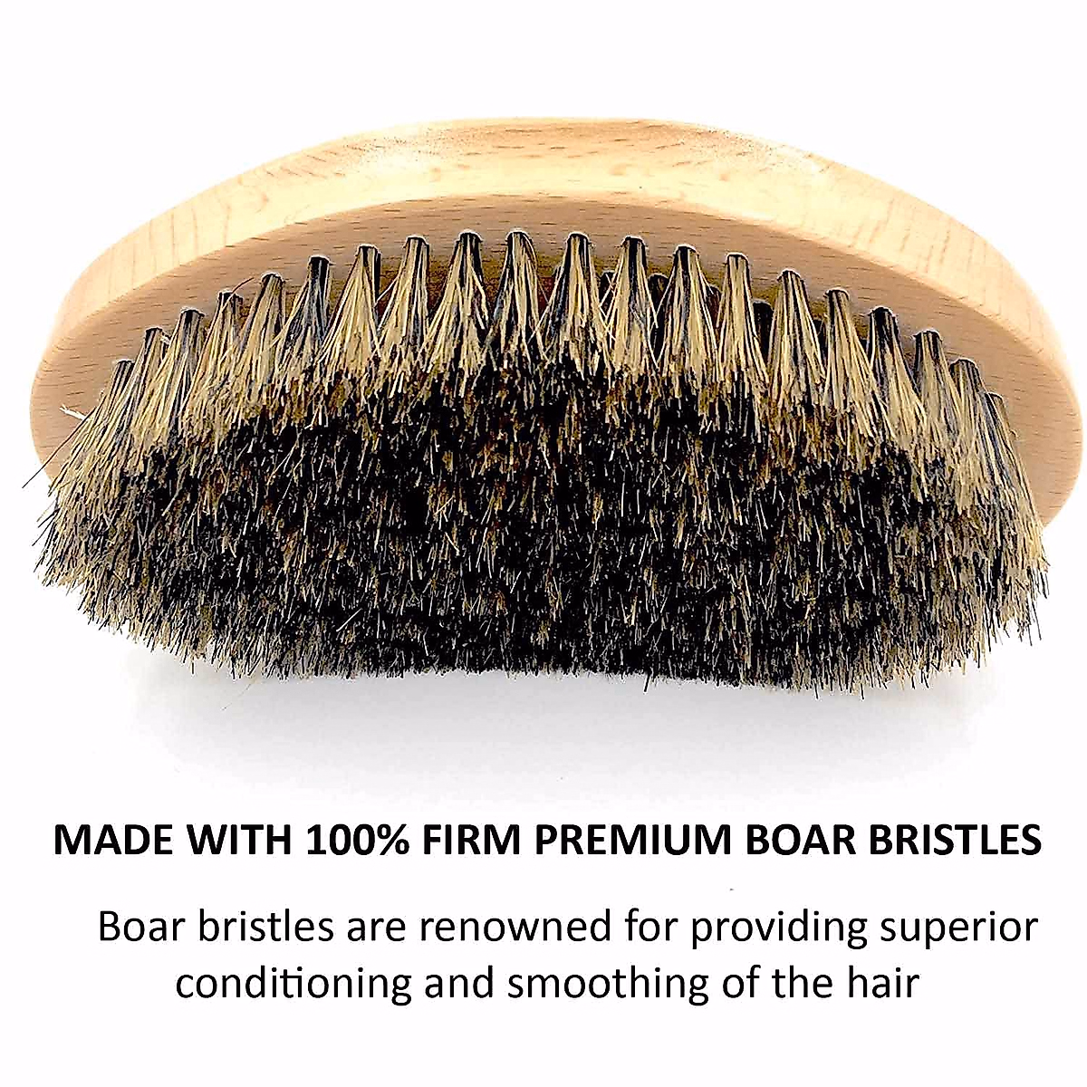 Parker Natural Boar Bristle Military Style Hair and Beard Brush with Genuine Beechwood Handle, Perfect for Styling and Grooming of Hair and Beards