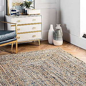 nuLOOM Eliz Braided Denim and Jute Area Rug, 4x6, Blue