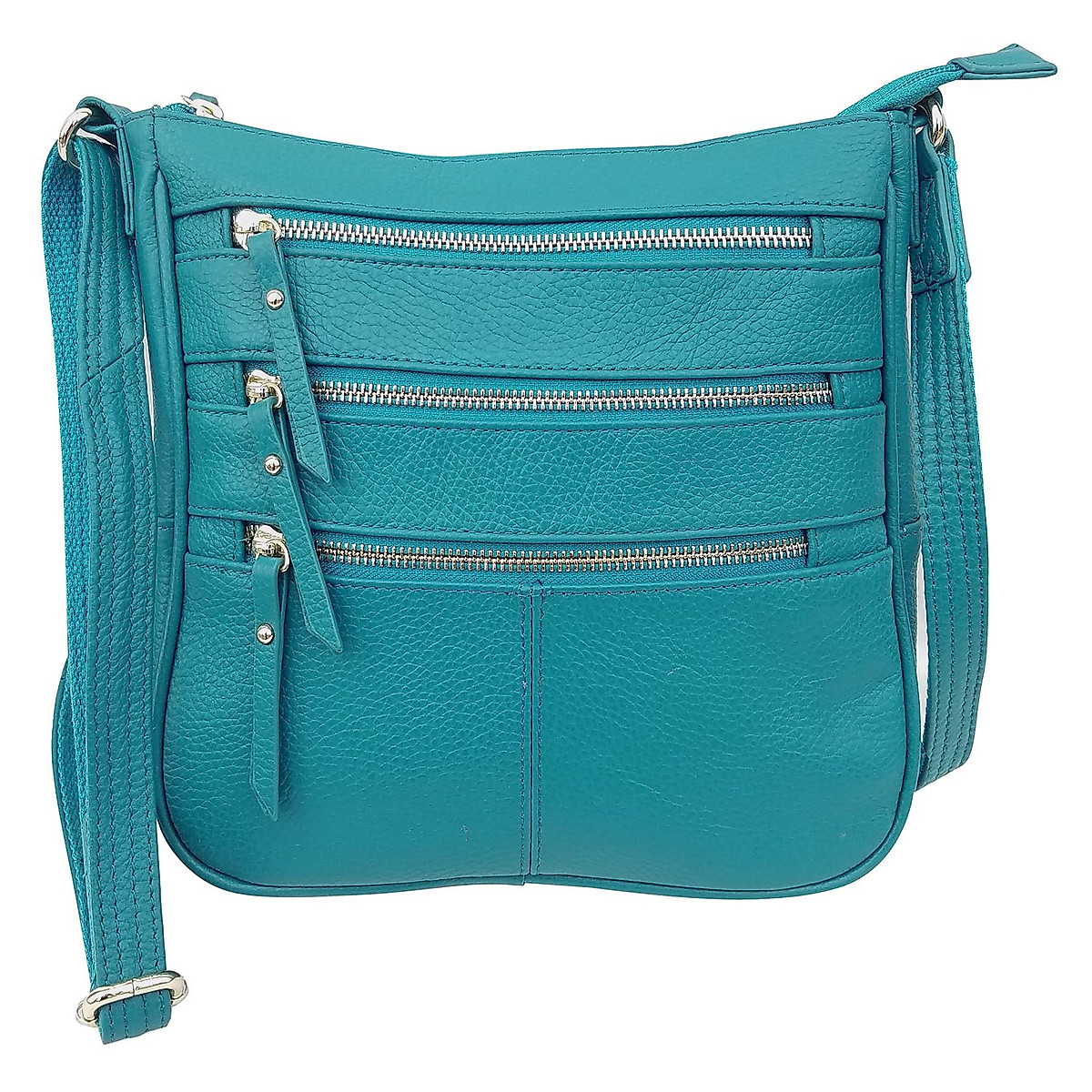 Leather Locking Concealment Crossbody Purse - CCW Concealed Carry Gun Bag, Turquoise, Size: 9.5 in. X 9.5 in. X 3 in.