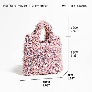 DSFEOIGY Knitting Small Phone Purse Handwoven Soft Winter Women Bags Mini Bucket Tote Colorful Simple Design Handbags (Color : D, Size : 1)