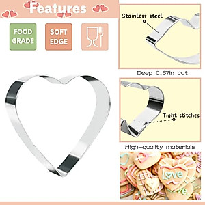 Crethinkaty Valentine's Day Cookie Cutters Shapes-Lips,Double Heart,Heart,Letter X,Letter O-5 Pcs Valentines Biscuit Cutter Set for Wedding Valentine Day