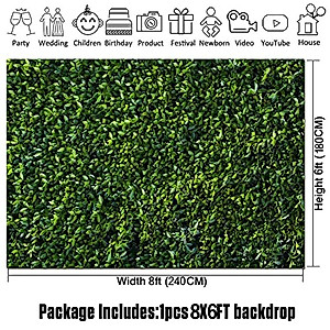 HQM 3D Green Leaves Nature Spring Theme Photo Background 8x6ft Fabric Wedding Birthday Party Newborn Baby Shower Photography Backdrops Zoo Decor Banner Dessert Cake Table Decor Booth