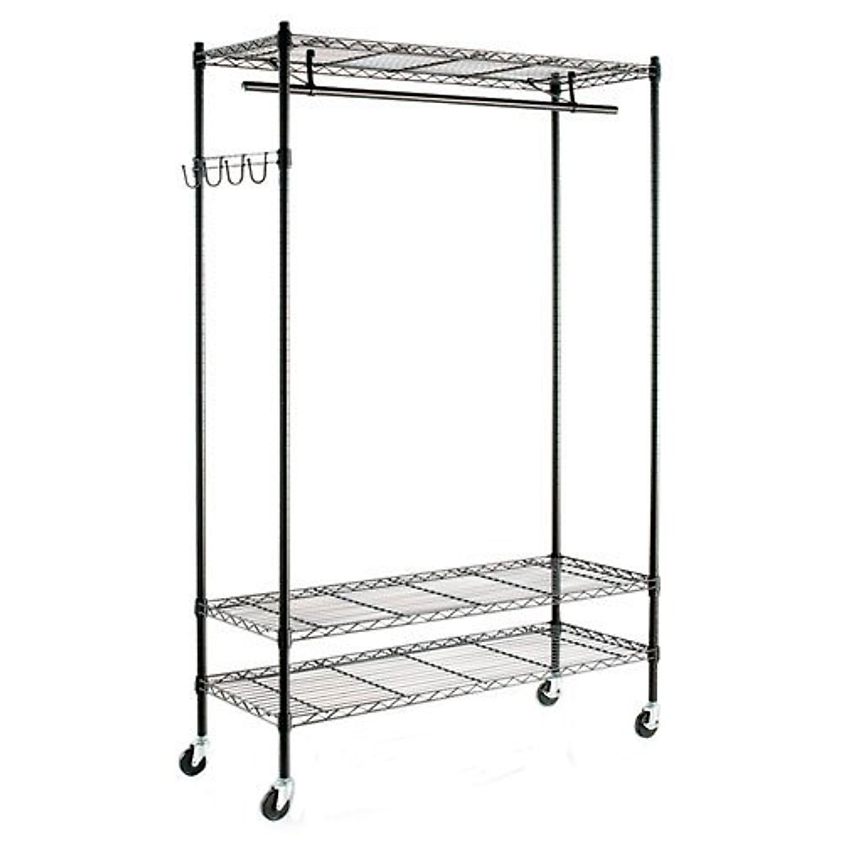 Omega 24" Deep x 30" Wide x 80" High 3 Tier Black Mobile Garment Rack