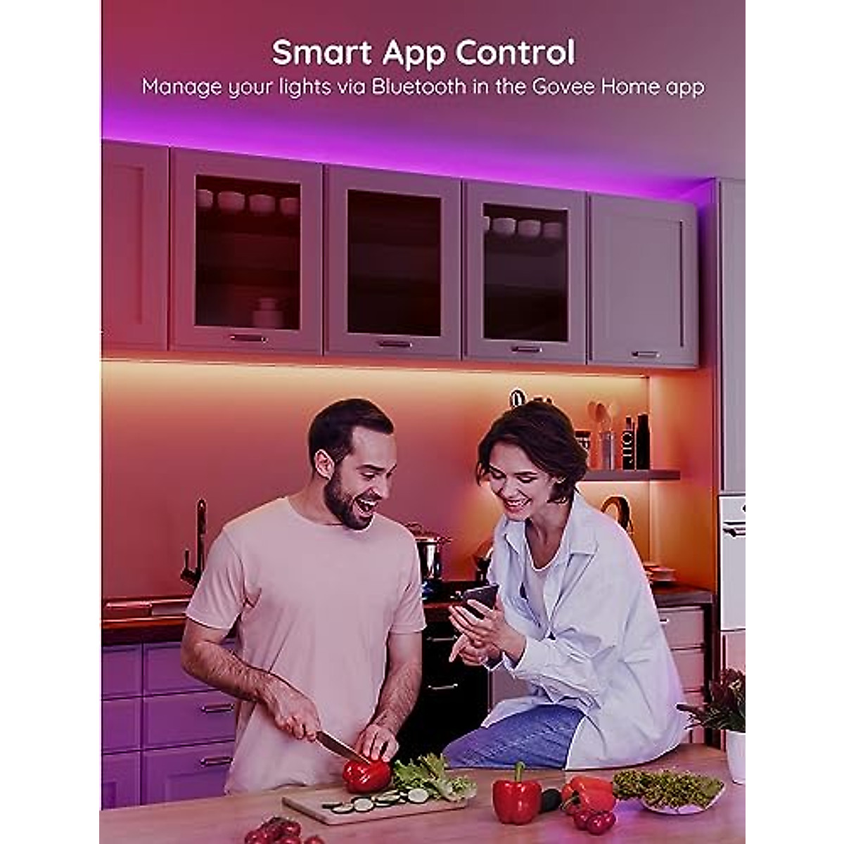 Govee 130ft LED Strip Lights, Bluetooth RGB LED Lights with App Control, 64 Scenes and Music Sync LED Lights Strip for Bedroom, Living Room, Party, ETL Listed Adapter (2 Rolls of 65ft)