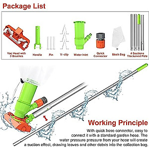 POOLKEY Upgraded 70" Portable Pool Vacuum Cleaner with Unique Lock Catch Design, 4 Section Poles of 70", Handheld Pool Vacuum Jet Cleaner Attaches to Garden Hose for Above Ground Pool Spas Ponds