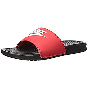 Nike Men's Benassi Just Do It Slide Sandal, Black/White-University Red, 13