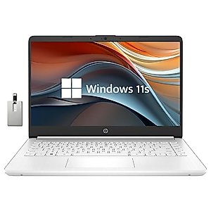 HP 2022 14-inch HD Laptop, Intel Celeron N4020, 16GB RAM, 64GB Storage, Win 11, Thin & Portable, 4K Graphics, One Year of Microsoft 365, Snowflake White, 32GB Snowbell USB Card