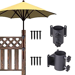 VANROUG Heavy Duty Patio Umbrella Holder,Patio Umbrella Stand Umbrella Clamp Mount Bracket for Deck Railing, Mount to Deck, Fences ,Balcony or Outdoor Courtyard etc... (2)