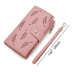 YALUXE Women's Leather Zipper Wallet RFID Blocking Multi Card Holder with Cellphone Pocket Large Capacity