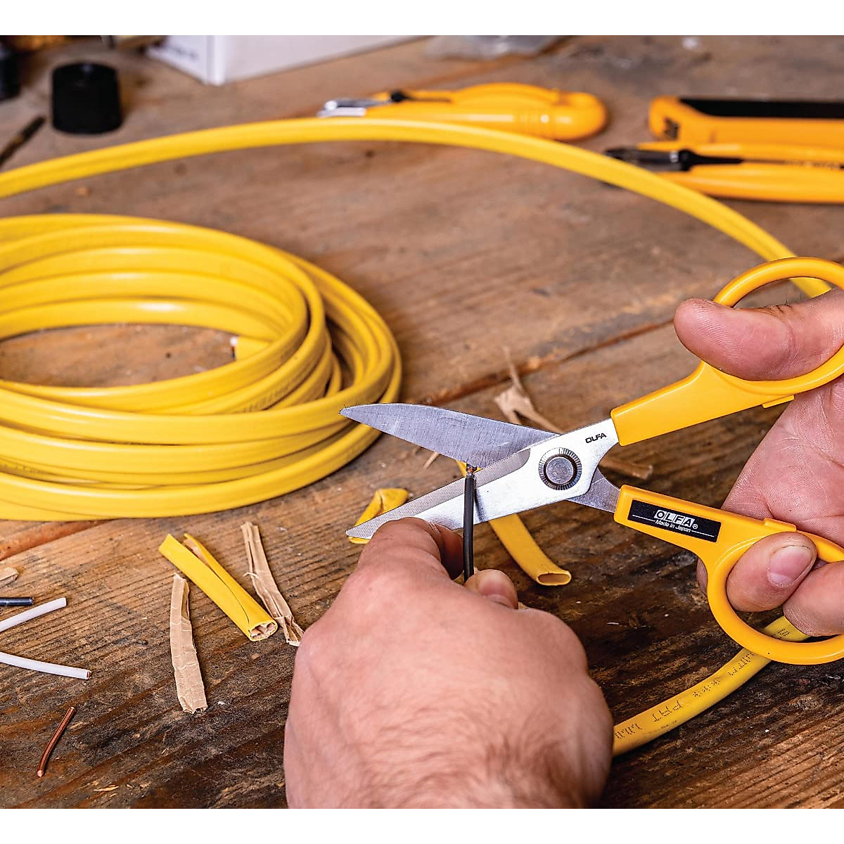 OLFA 7" Serrated Edge Stainless-Steel Scissors (SCS-2) - 7 Inch Multi-Purpose Heavy-Duty Scissors w/ Sharp Blades & Comfort Grip for Home, Office, Fabric, Sewing, Kitchen, Industrial Materials