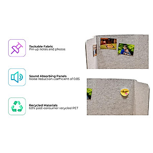 practical products Portable Acoustic Divider - Home Office freestanding - Classroom - Teaching Organizers - Desk Space countertops - Testing Centers - Sound dampening - Computer Desk (Small Grey)