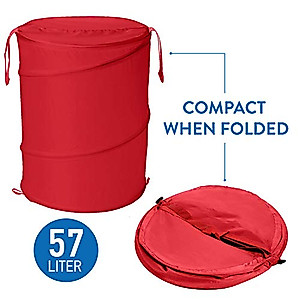 Art Moon Peppy Pop-up Foldable Laundry Hamper Polyester 57L D13.5 H20, Red