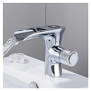 ItoNc LED Digital Basin Faucet Black Bath Basin Mixer Brass Temperature Display Faucet Smart Tap Sink Faucet Compatible with Bathroom,Kitchen faucets