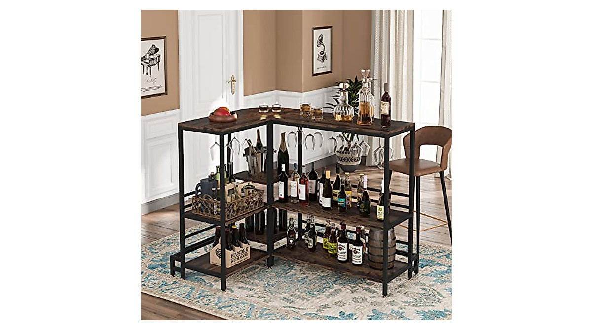 Tribesigns L-Shaped Home Bar Unit for Stylish Gatherings