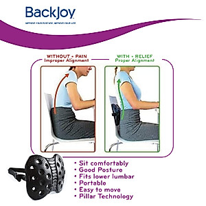 BackJoy Lumbar Support with Adjustable Strap, Designed for Spine and Lower Back Pain, Posture Correction, Adjustable, Breathable, Ideal for Office Chair, Car Seat, Desk Chair