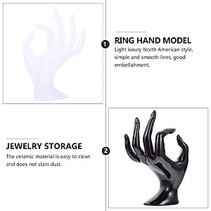 Cabilock 2pcs Gesture Hand Model Display Stands Jewelry Showing Rack Decorative Necklace Holders Plastic Black/white