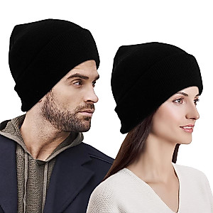 LCZTN 4 Pack Winter Ski Beanie Hat for Men＆Women,Warm Fisherman Cuffed Knit Cap Unisex (4 Pack Black)