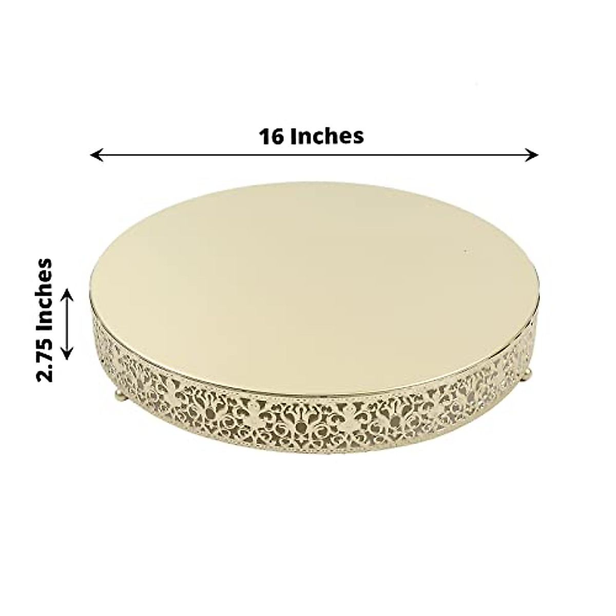 Efavormart 16" Round Lace Gold Metal Wedding Cake Stand, Dessert Display Stand Glossy Metallic Finish for Dessert Cupcake Pastry Candy Display Plate Event, Birthday Party