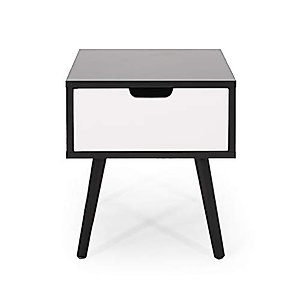 Christopher Knight Home Leila End Table, Black, White 15.5 in x 15.5 in x 16.75 in