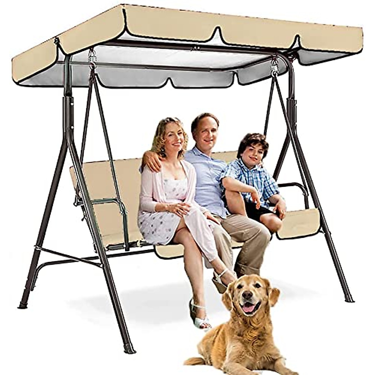BTURYT Waterproof Swing Top Cover & Seat Cover,Patio Swing Canopy Replacement,Outdoor Swing Canopy Cover Set,210D Oxford Cloth, for Outdoor/Patio/Lawn/Garden-(top Cover + Chair Cover)