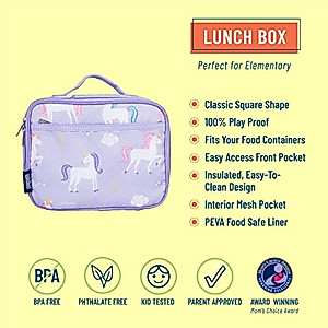 Wildkin Kids Insulated Lunch Box Bag for Boys & Girls, Reusable Kids Lunch Box is Perfect for Early Elementary Daycare School Travel, Ideal for Hot or Cold Snacks & Bento Boxes (Unicorn)