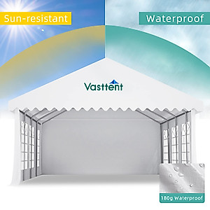 Vasttent 20x20ft Party Tent for Wedding Outdoor Large Event Camping, Upgraded Galvanized Poles&Rainproof PE Removable Sidewalls, Heavy Duty Canopy with 6 PVC Windows and Carry Bags - White