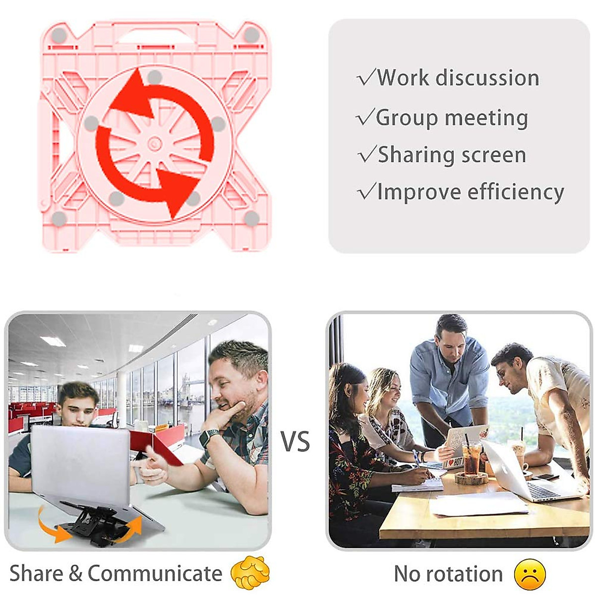 Viwind Laptop Stand for Desk,Ergonomic Adjustable Computer Stand Riser,Portable Notebook Holder Mount Tablet Elevator with Heat-Vent&Phone Stand for MacBook,Dell,Thinkpad,More 10-15.6" Laptop-Pink