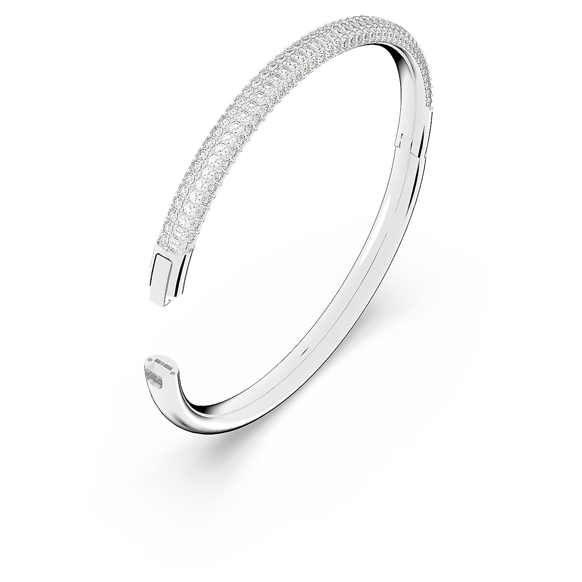 SWAROVSKI Dextera Women's Bangle Bracelet, Medium Bracelet with Clear Crystal Pavé on a Rhodium Finished Band with Hinge Closure
