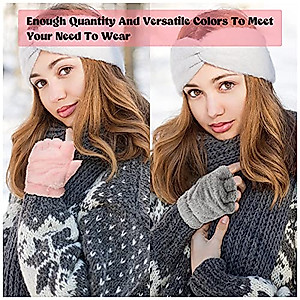 SATINIOR 3 Pairs Cat Paw Gloves Fingerless Fuzzy Plush Gloves for Women Girls (Black, Grey, Pink), One Size