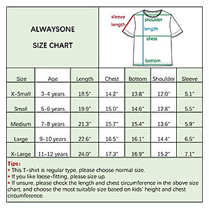 ALWAYSONE Kid's Short Sleeve T-Shirt Girls' Cotton Jersey Tee Crewneck Boys' T-Shirts Solid and Striped Tee Shirt 3-12 Years (Light Green-XL)