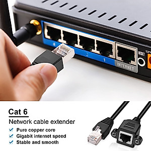 iGreely Ethernet Extender 2Pack RJ45 Male to Female Screw Panel Mount Cat6/Cat5e/Cat5 Ethernet LAN Network Extension Cable 2ft/60cm CAT6