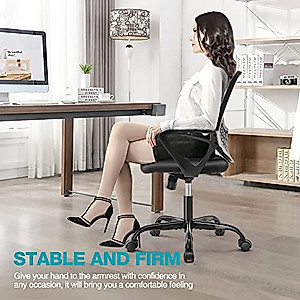 JHK Ergonomic Office Home Desk Mesh Fixed Armrest, Executive Computer Chair with Soft Foam Seat Cushion and Lumbar Support, Black