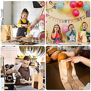 ROLYTA 50 Pack Bread Bags for Homemade Bread,Large Kraft Paper Loaf Bag with Window and Label Seal Stickers,13.8x8.3x3.94 Inch Large Kraft Paper Bakery Bag for Baked Toast Food Packing Storage