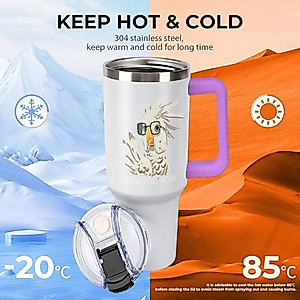 Funny Cockatoo Mom Parrot Insulated Tumbler with Lid And Straw Stainless Steel Travel Coffee Mug 40oz Violet-style