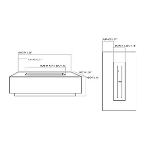 Prism Hardscapes Tavola 1 Concrete Gas Fire Pit (PH-405-4NG), Natural Gas, Pewter, 56x38-Inch